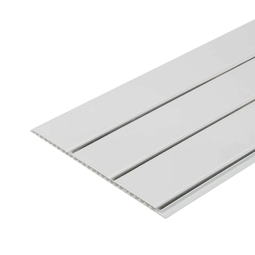 Панель ПВХ 250х3000х8 мм Stella Premium 3-х секционная глянцевая silver line 0,75 кв. м Stella ЦБ-00013639