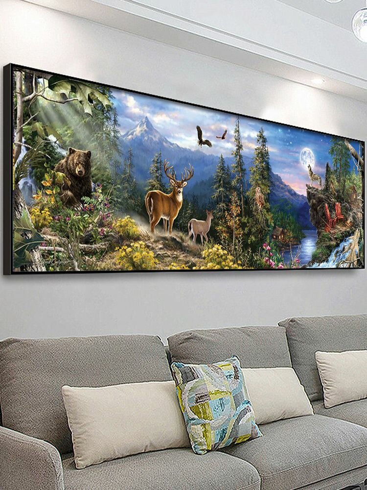 Лес Алмазная живопись, круглый алмаз 30x90CM, без рамки