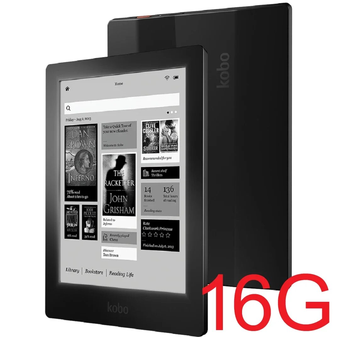 Kobo Aura HD электронная книга 6,8 дюйма Black 16G, Только для Чтения электронных книг