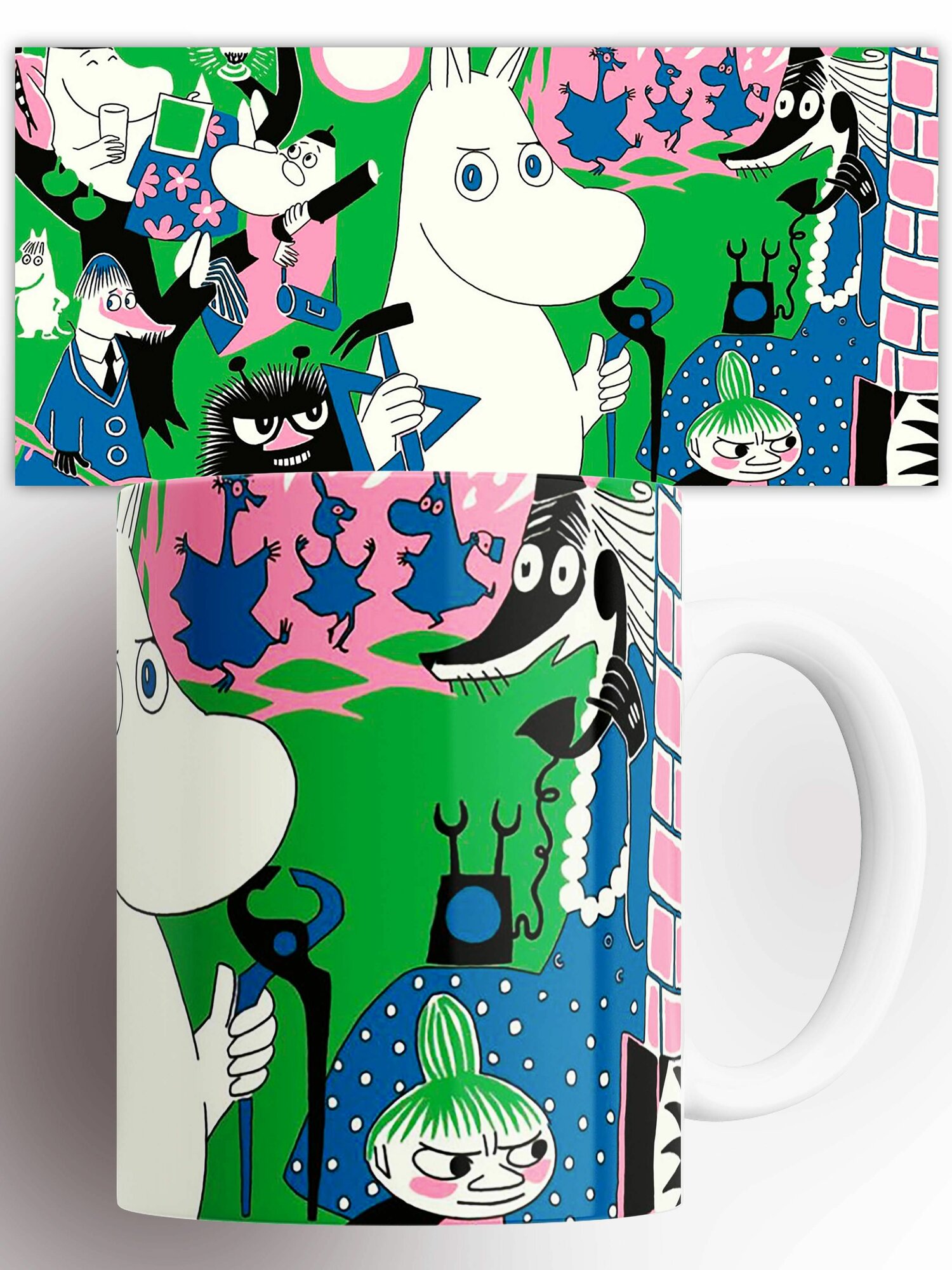 Кружка Муми-тролли Tanoshii Muumin Ikka сериал на подарок с принтом 330 мл