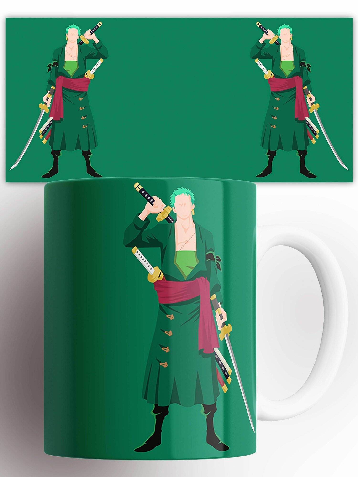 Кружка ВАН ПИС Ророноа Зоро ONE PIECE Zoro Roronoa Аниме Anime с принтом 330 мл