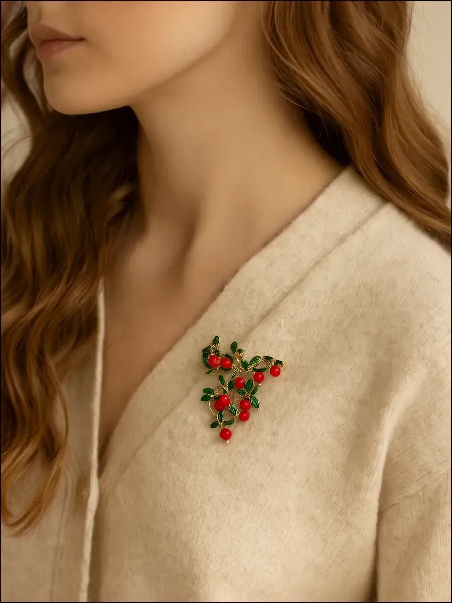 Брошь, искусственный камень, эмаль