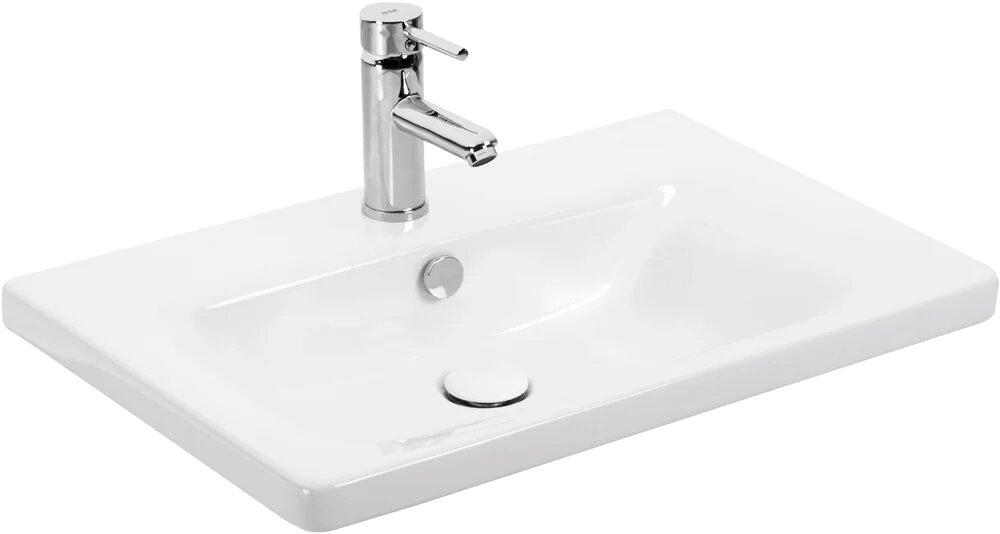 Мебельная раковина Dreja Soft 55 подвесная, фаянсовая, раковина для ванной, белая, прямоугольная
