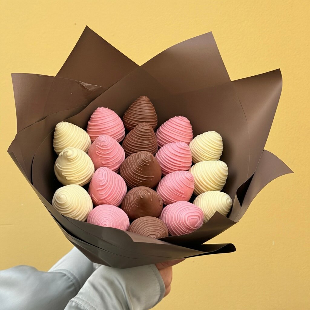 Букет из клубники в бельгийском шоколаде 19 шт в подарочной упаковке