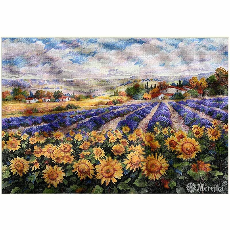 Наборы для вышивки крестом Merejka K-179 "Поля лаванды и солнца" 16CT unprint canvas