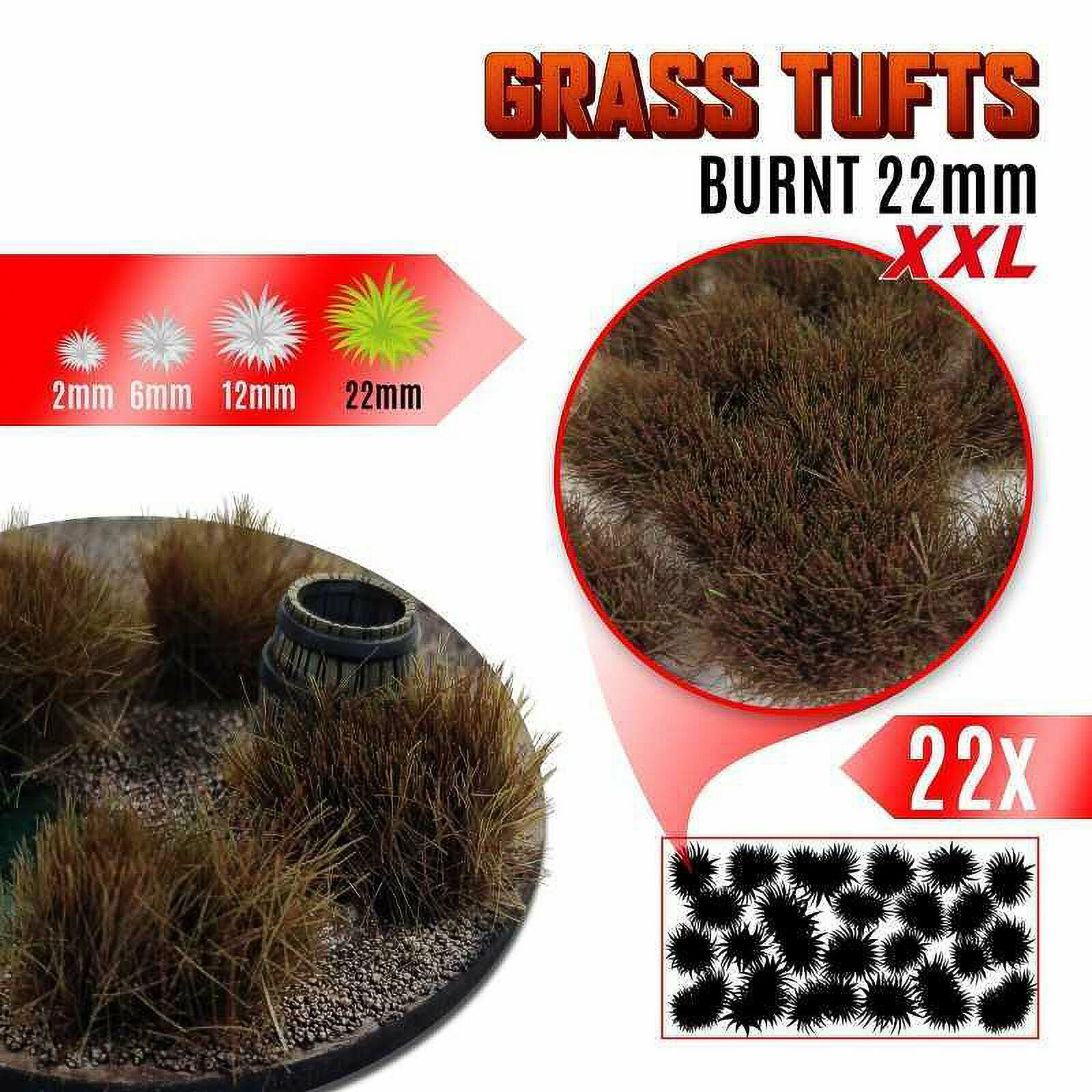 Пучки травы для моделирования Green Stuff World Grass Tufts 22 mm Burnt