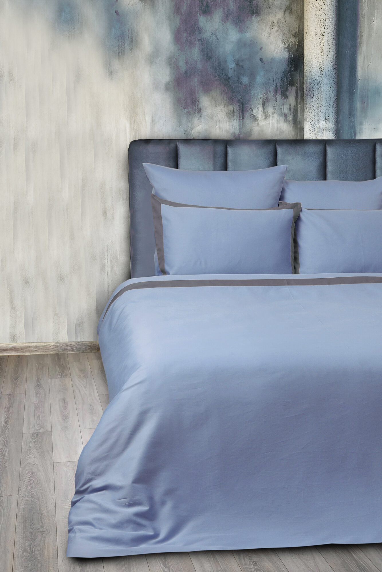 Постельное белье евро Aurella Blue fog от Mona Liza, цвет голубой, сатин