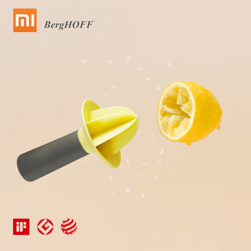 BergHoff Lemon Squeezer Mini Fruit Orange Juice Squeeze Tool Household Manual Juicer Kitchen Cooking Tools Yellow PP+TPR 0 Deg.C-90 Deg. C 13.0*7.0*7.0cm 14*8*8cm 1 piece