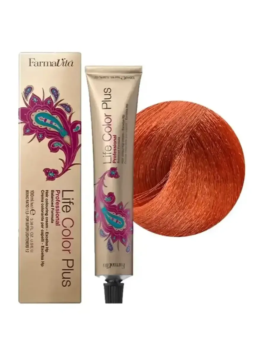 Краска для волос Farmavita Life Color Plus Prof, Перманентный краситель с низким содержанием аммиака, 7.43