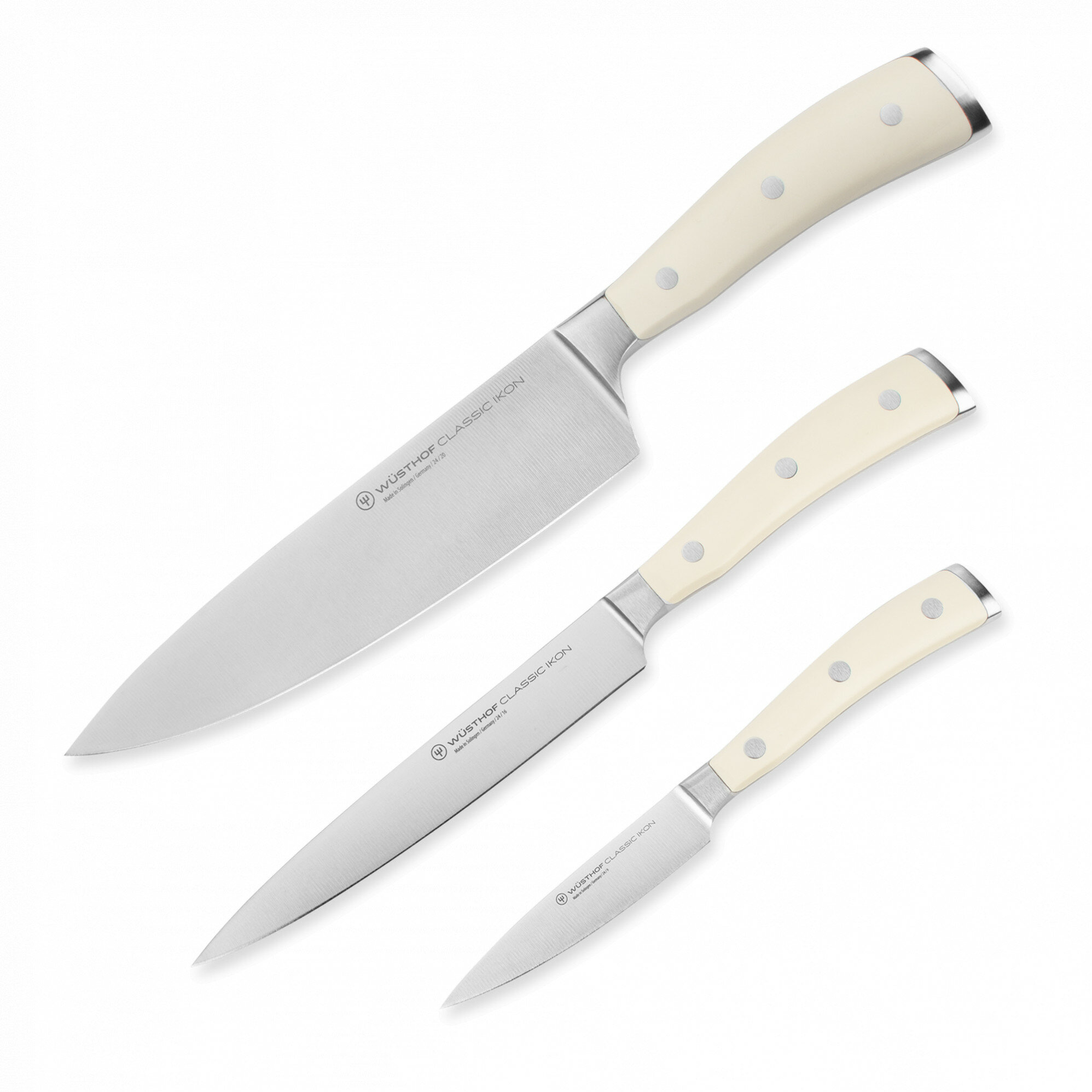 Набор ножей WÜSTHOF "IKON Cream White", сталь, пластиковая ручка, 58HRC, белый