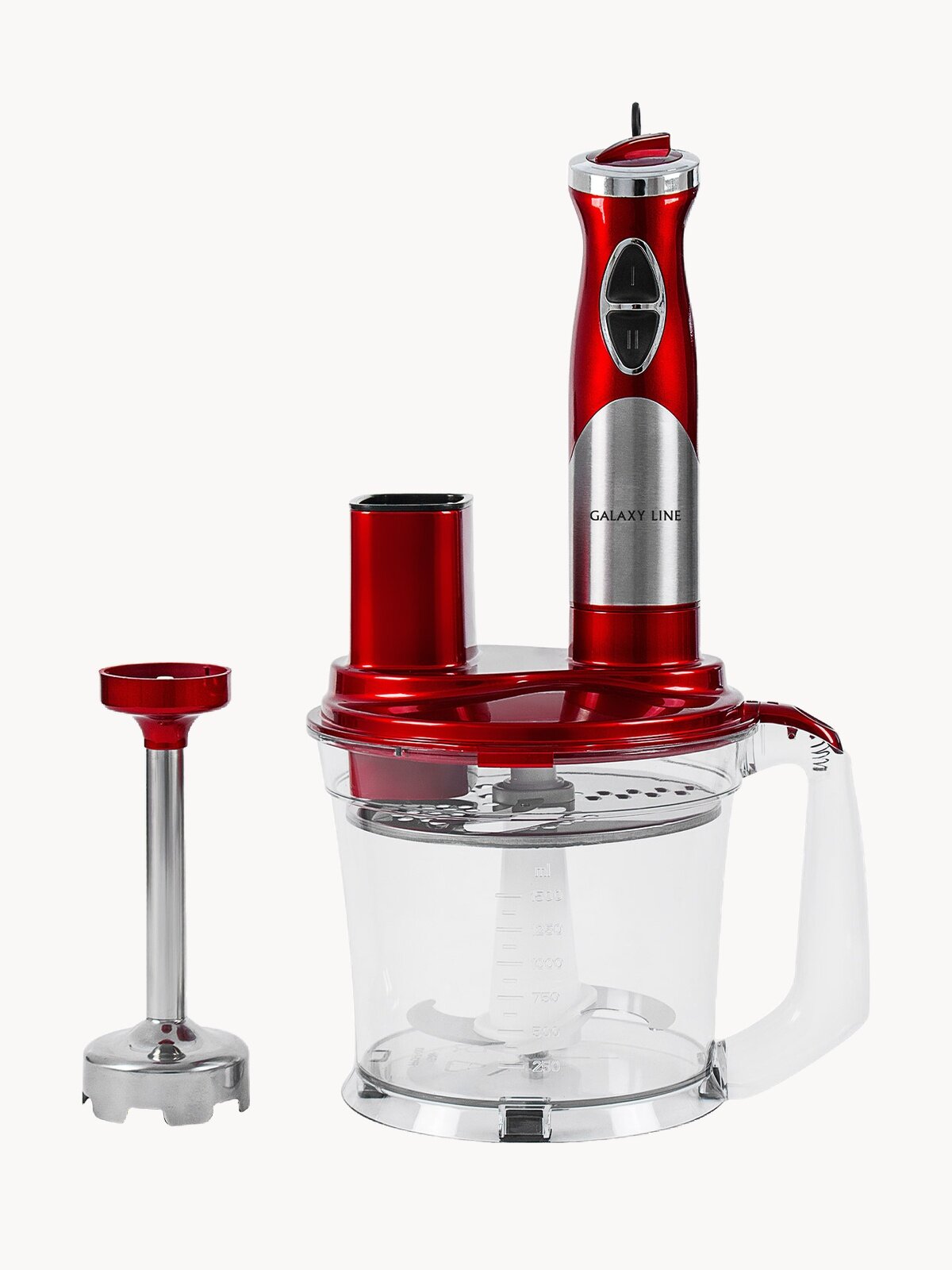 Блендер GALAXY LINE GL2106, многофункциональный, красный, серебристый, 1000Вт, 1.5л