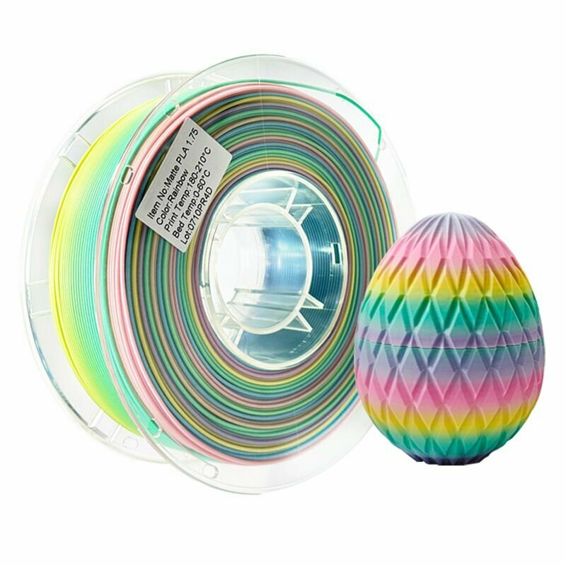 PLA Matte (матовый) пластик PinRui Rainbow - радужный многоцветный 1.75 мм 1 кг
