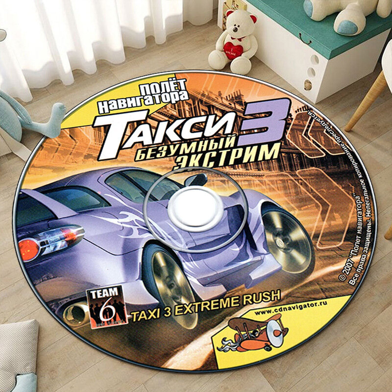 Ковер круглый геймерский CD диск 100 см кристалл вельвет 750 г/м² для гостиной спальни игровой