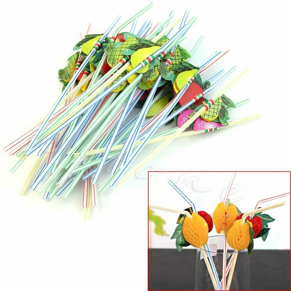 50 шт. 3D Фруктовый зонт, соломинка для коктейля, Соломинка для вечеринки, Барбекю, Гавайский тематический декор
