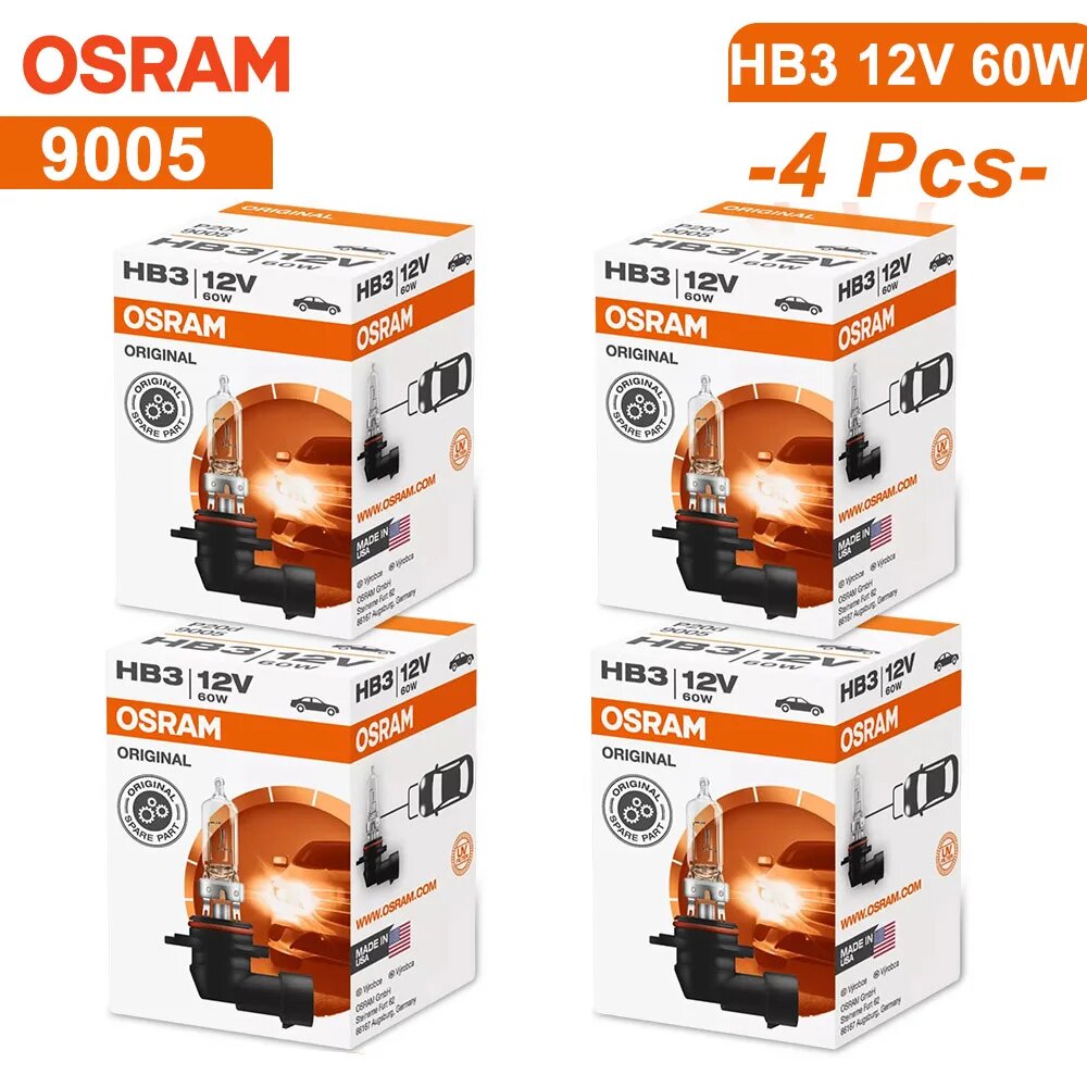 OSRAM HB3 9005 12 В 60 Вт 3200 К P20d оригинальная Линейная фара дальнего света Автомобильный галогенный дальний ближний свет для Lexus Honda Chevrolet