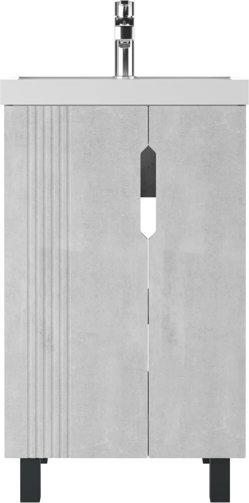 Тумба с раковиной Айсберг Марта 50 напольная, 50 см, из МДФ, из камня, серая, прямоугольная, в современном стиле