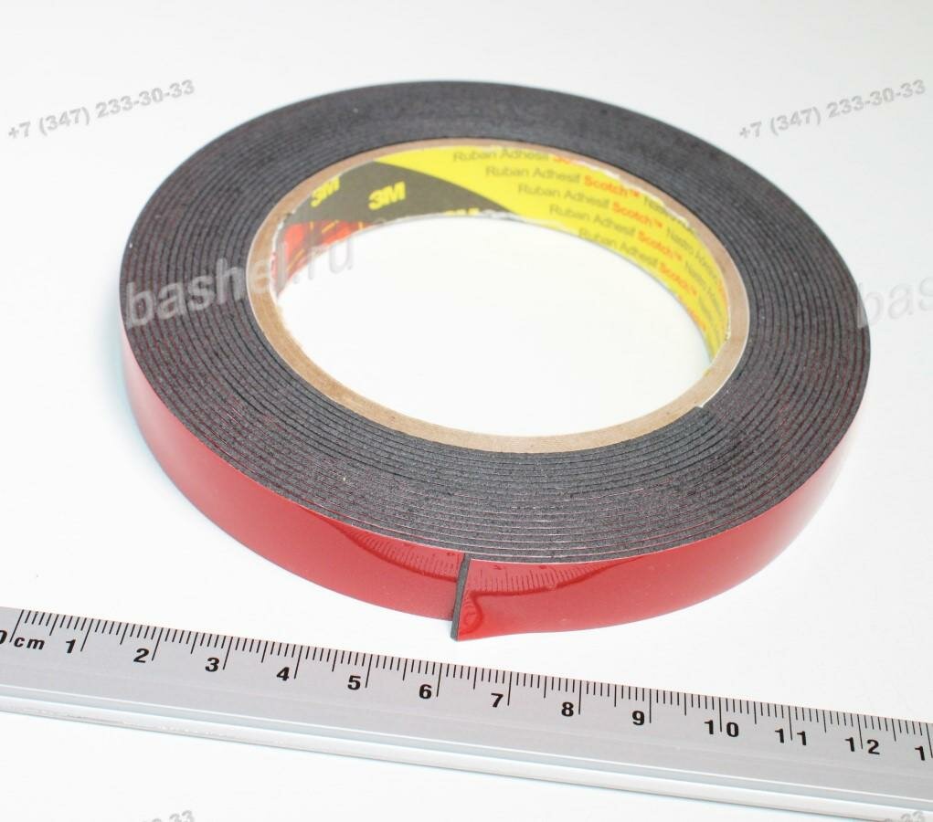 Скотч двусторонний с моментальной адгезией 3M РТ1100, чёрный, на акриловой основе 1.1 мм x 15 мм x 4,7 м. ориг.