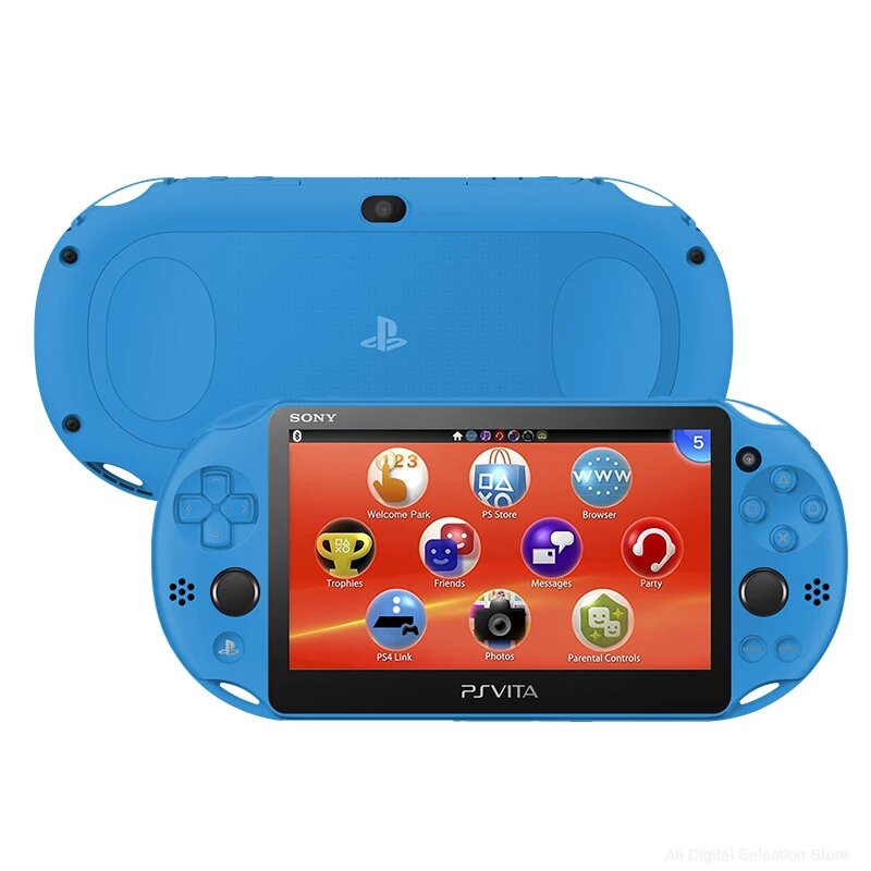 Sony PS Vita 2000 Slim Консоль с картой памяти 64/128 ГБ Синий, Crack (128GB), Aqua Biue