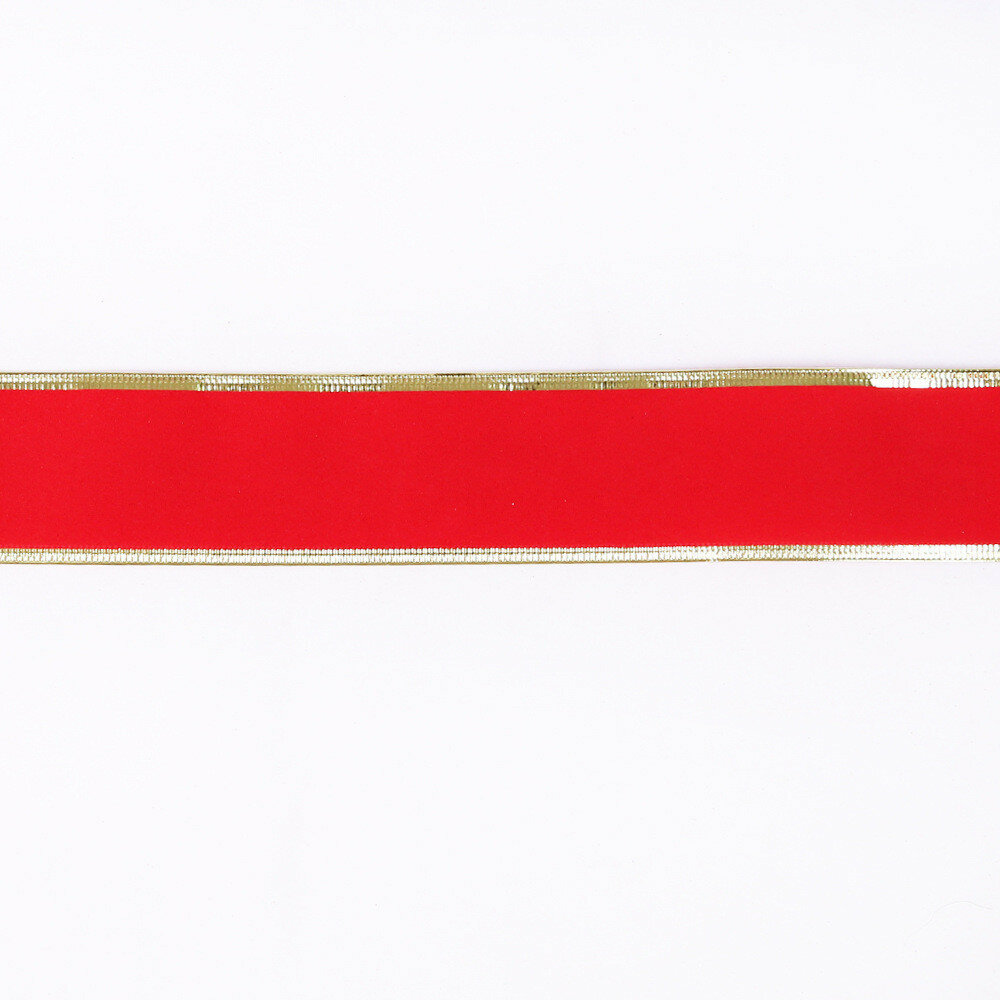 Премиум красная бархатная лента 10 метров с золотым краем для праздничного декора