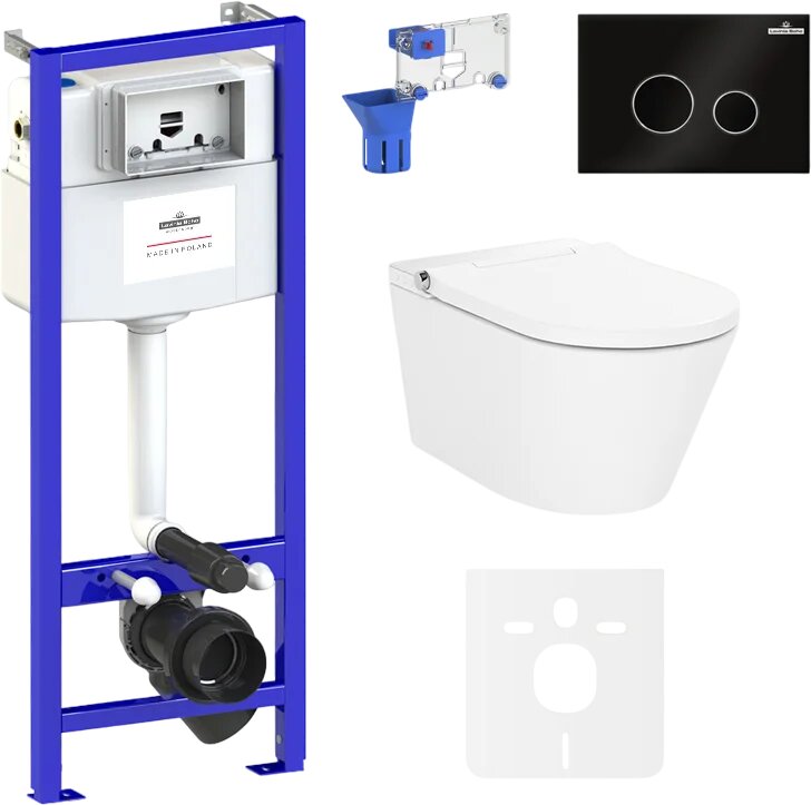 Комплект Lavinia Boho Унитаз подвесной Smart V-Clean 3359102R с микролифтом / Инсталляция RelFix 38010010 / Кнопка RelFix