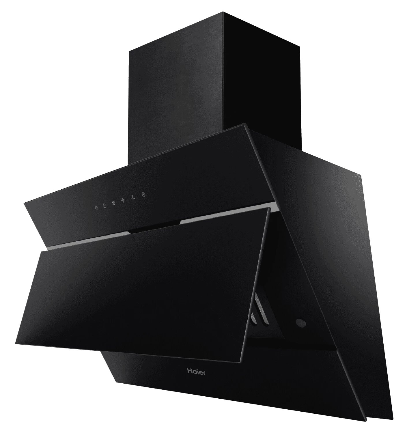 Наклонная вытяжка Haier HVX-W692GBA, цвет черный, мощность 1000 куб м/час, освещение светодиодное