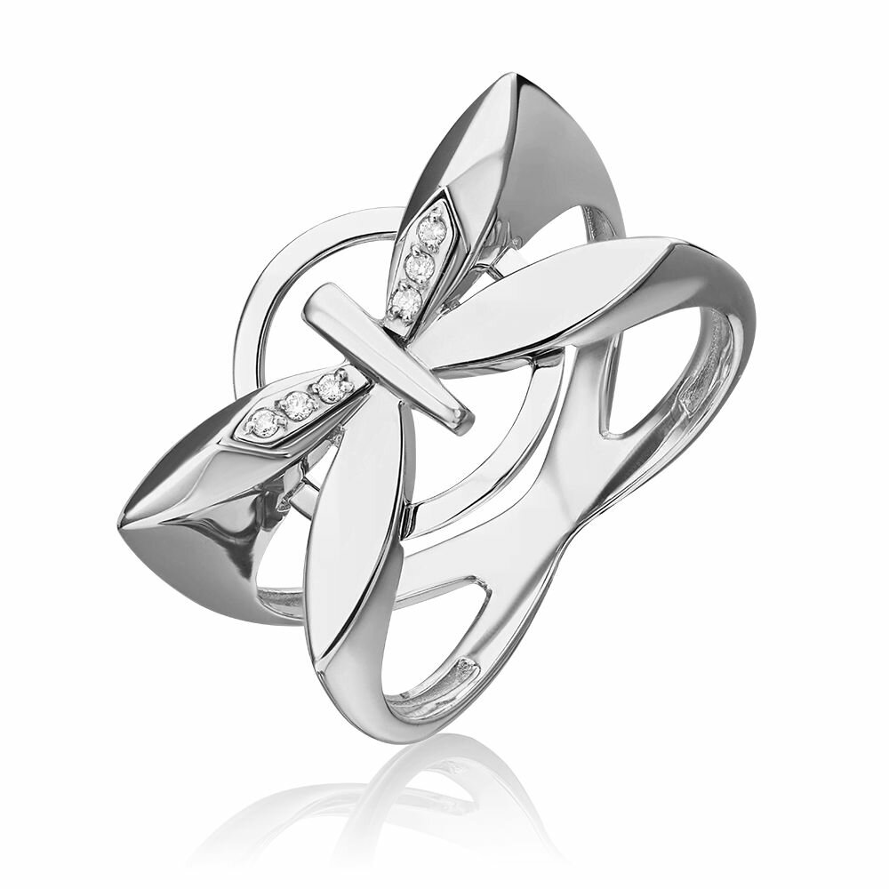 Кольцо, белое золото, 585 проба, родирование, бриллиант