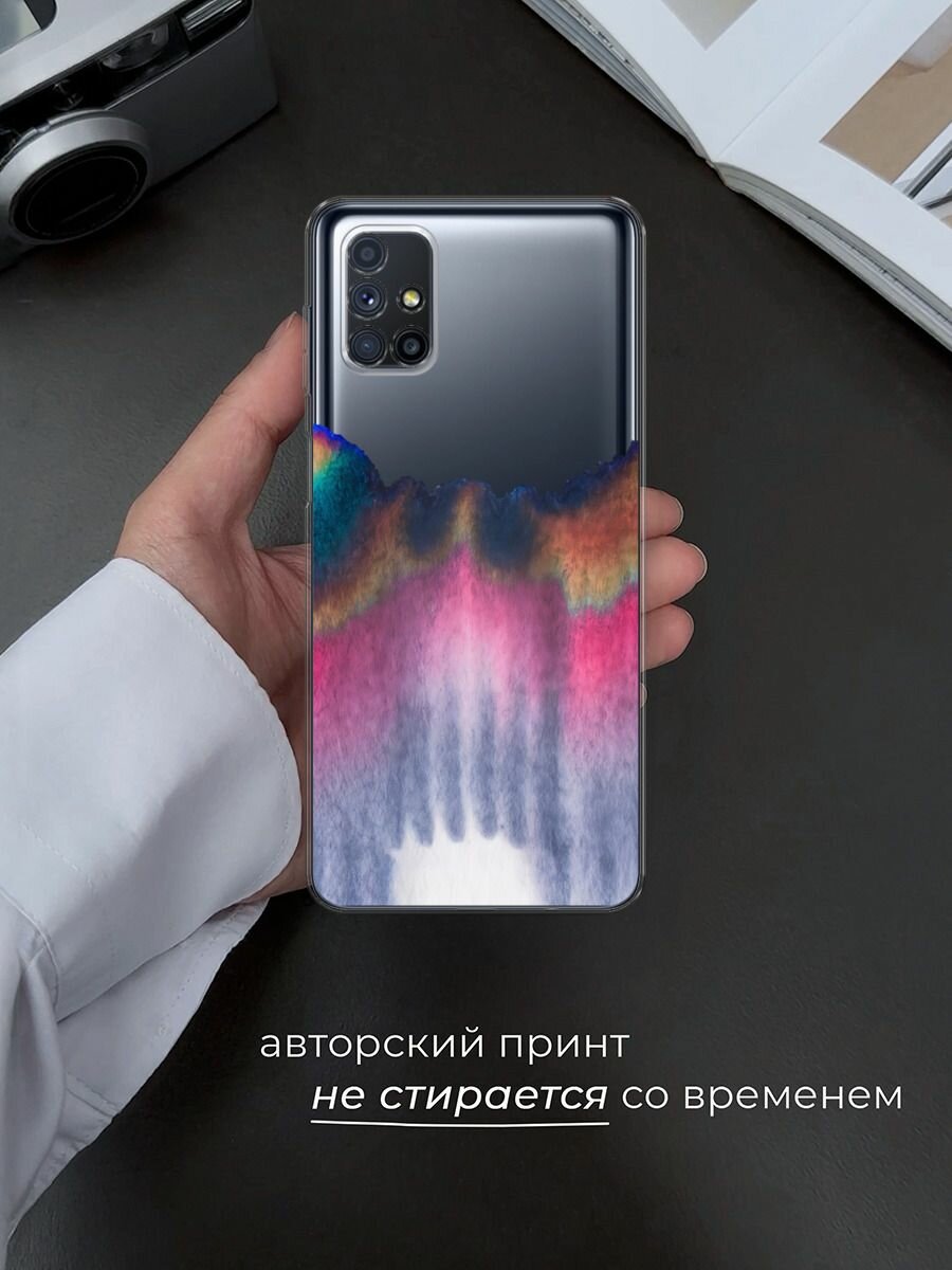 Чехол на Samsung Galaxy M51 / Самсунг Галакси М51 с принтом Акварельная абстракция, прозрачный — фото 1