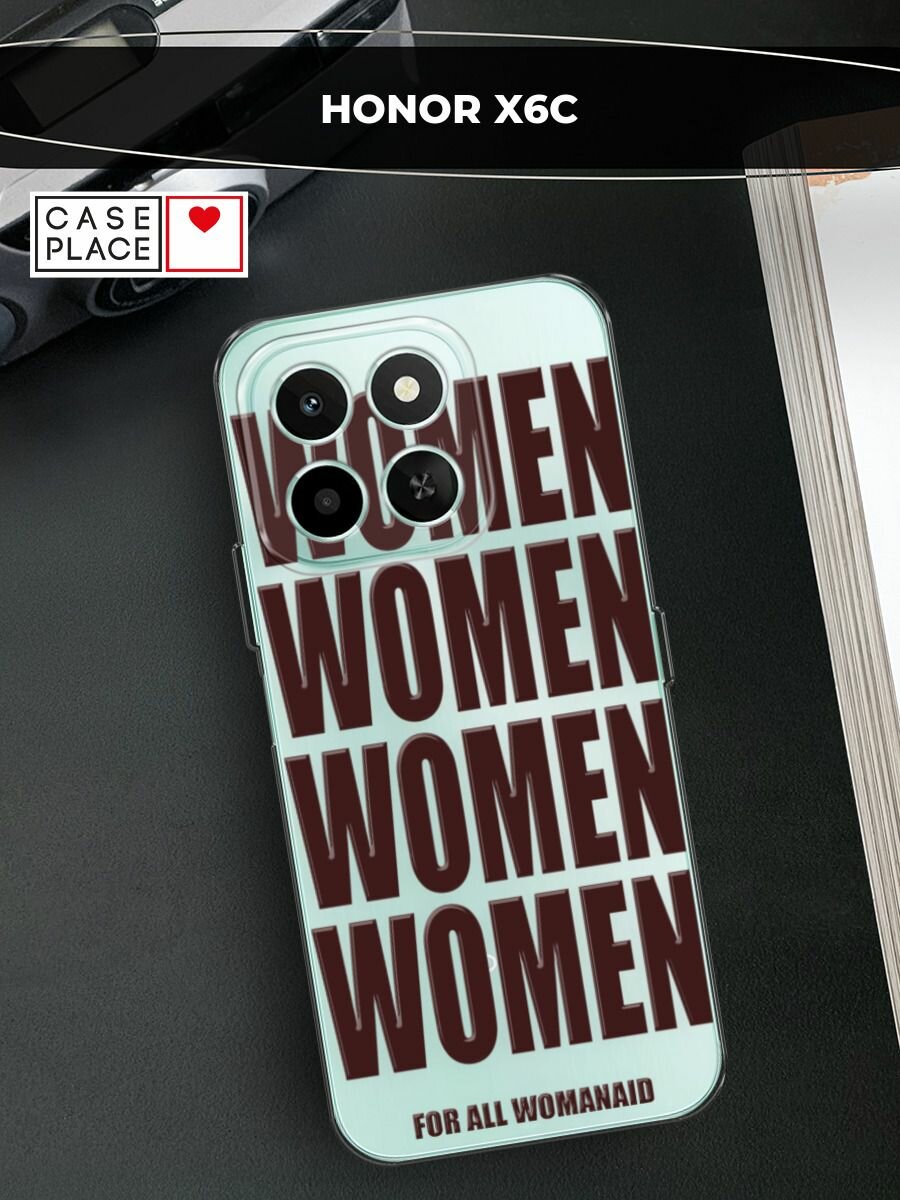 Силиконовый чехол на Honor X6c / Хонор X6c с принтом Woman burgundy
