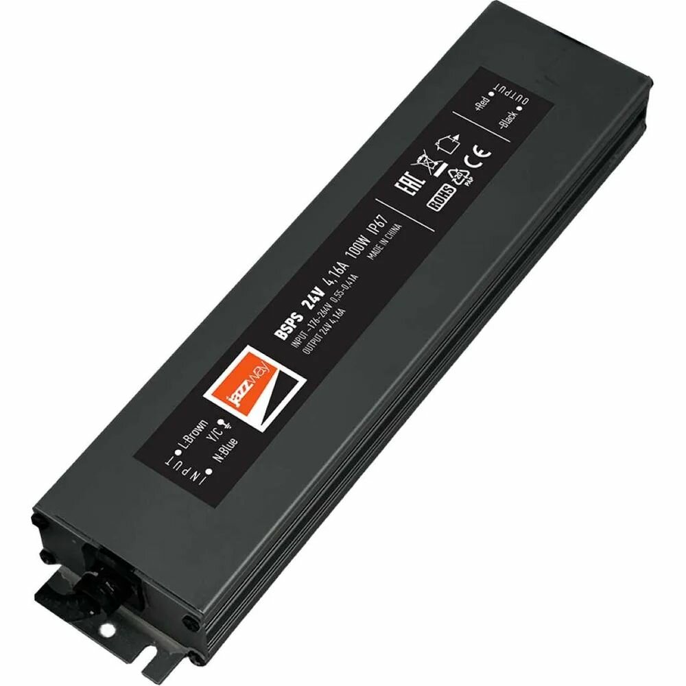 Блок питания для светодиодной ленты Jazzway PRO 100Вт 4.16А 24В IP67 BSPS влагозащитный 5015579