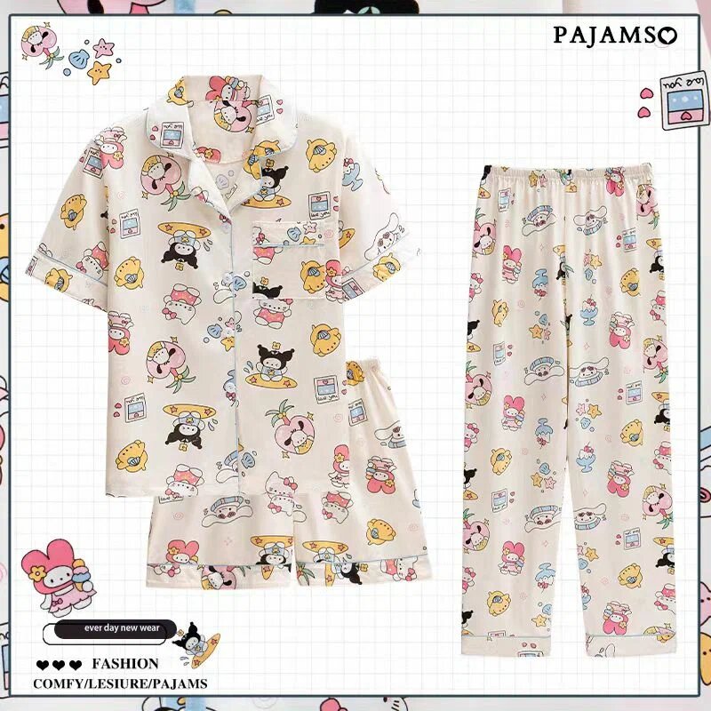 Пижамный комплект из трех предметов Miniso Kuromi Hello Kitty для девочек
