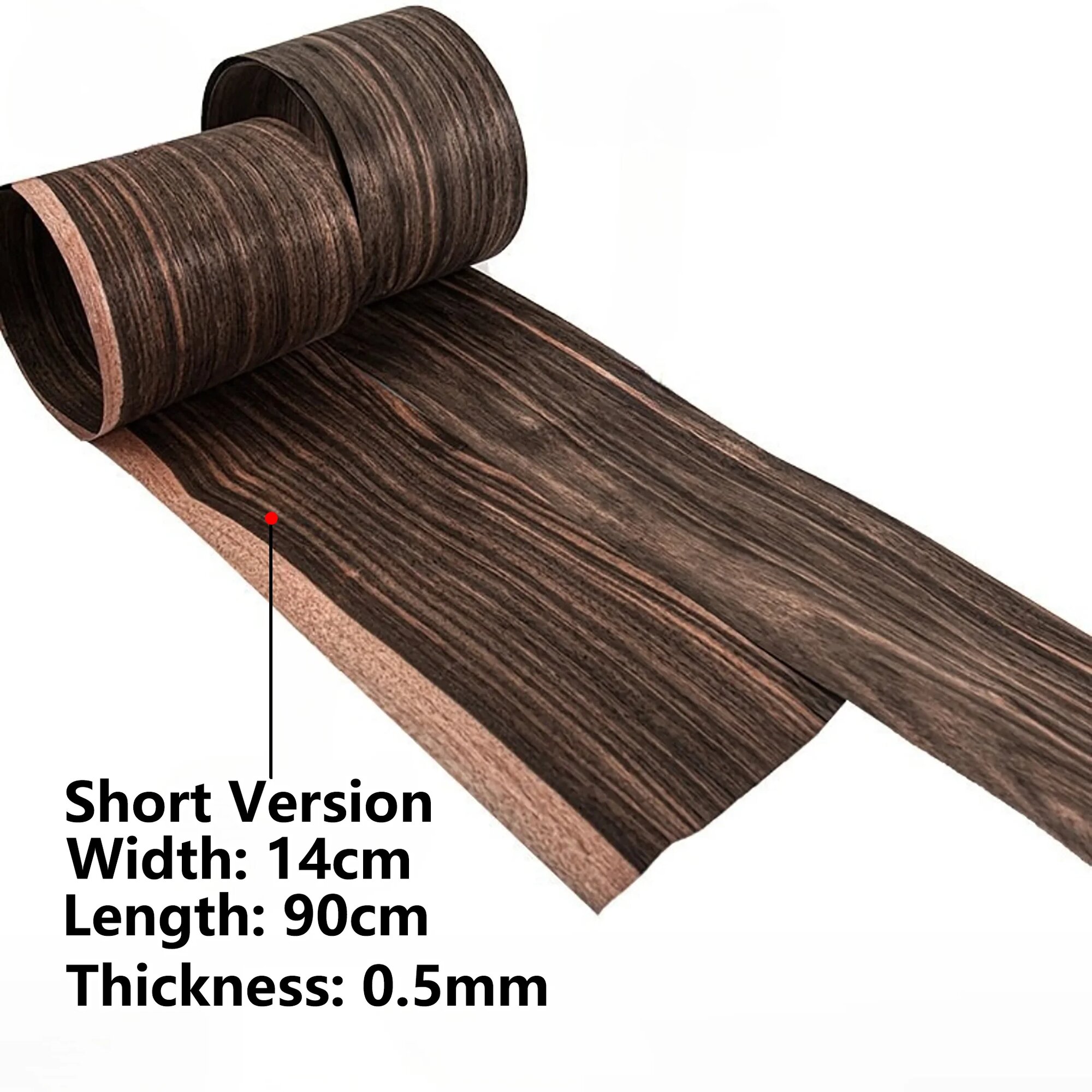 Черный шпон из эбенового дерева 0,5 мм Short 14x90cm