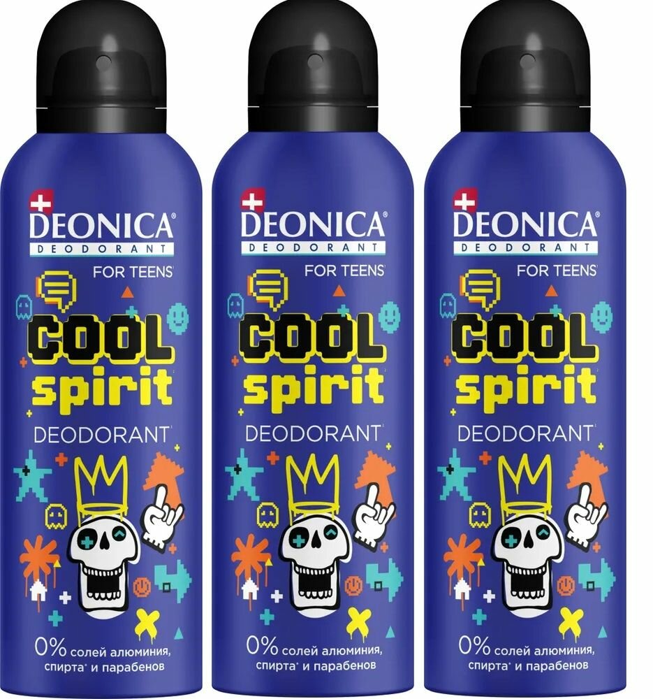 Дезодорант-спрей, Deonica, for teens Cool Spirit, 125 мл, 3шт
