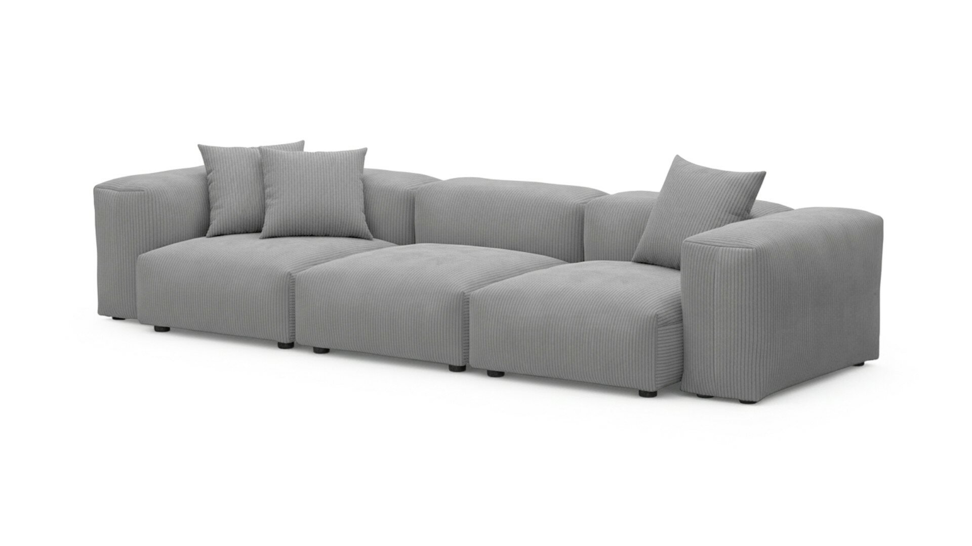 Диван Фиджи трехсекционный Линеа Гранде 81 с 3 подушками 60x60 (130820) NEW 315x116x62 см, серый , нераскладной Фиеста в наличии