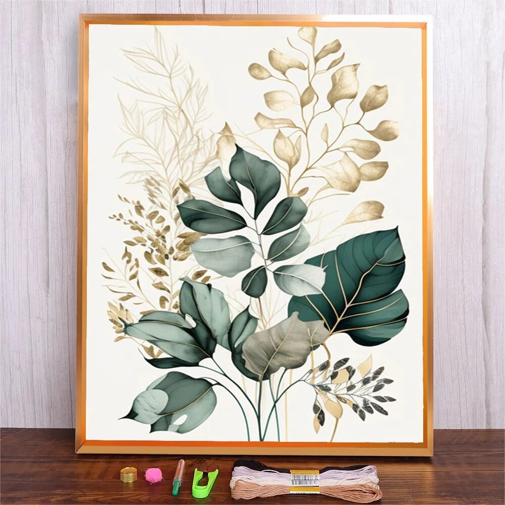 Набор для вышивки крестом "Листья", 30x40см, 11CT Cotton Threads