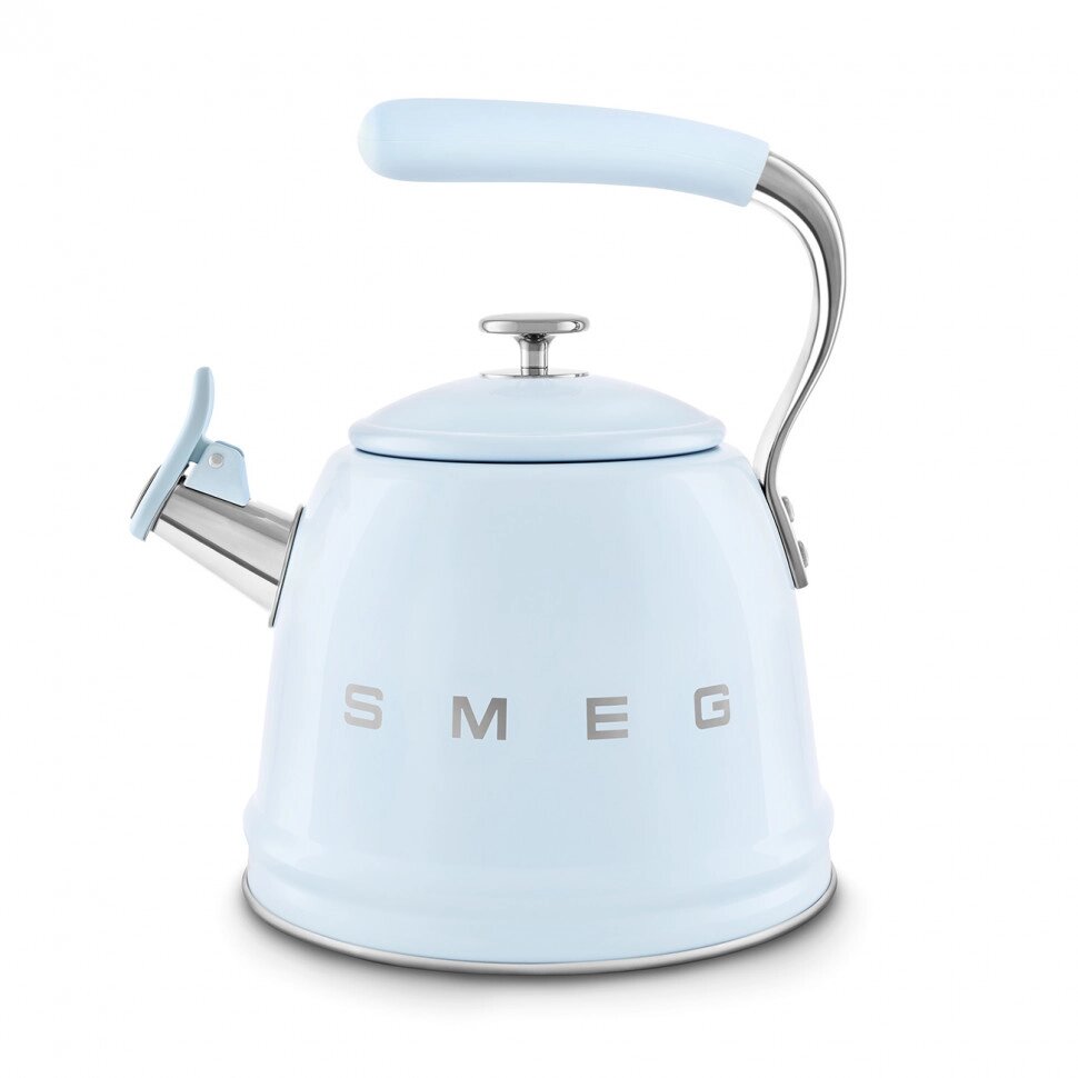 Чайник SMEG CKLW2001PB, голубой, со свистком, нержавеющая сталь, 2,3 л