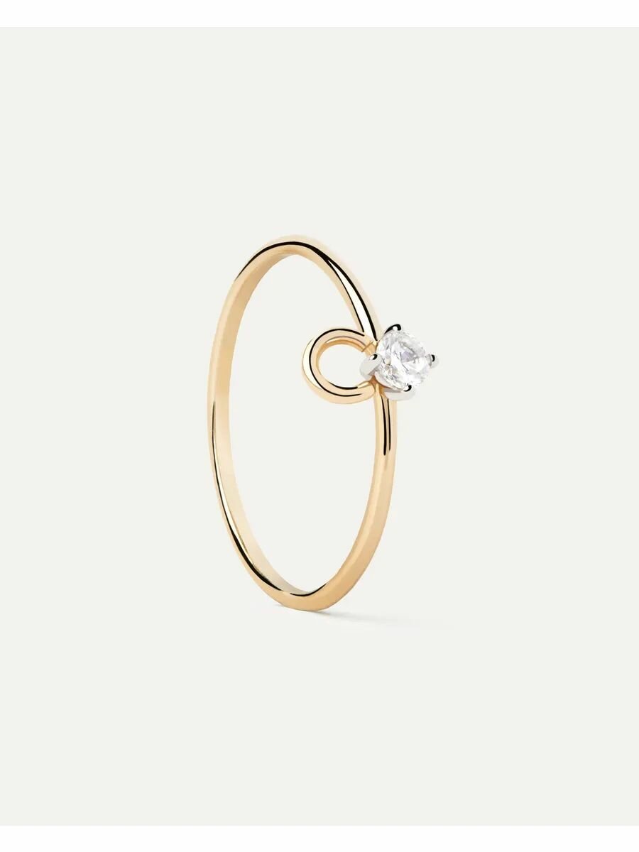 Кольцо, желтое золото, 750 проба, бриллиант выращенный