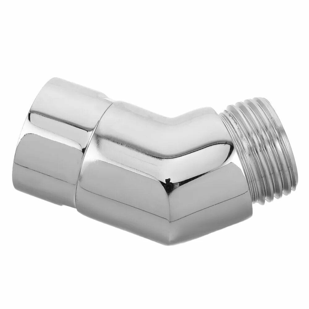 Латунный адаптер с регулировкой угла для ручной и верхней душевой лейки серебристого цвета