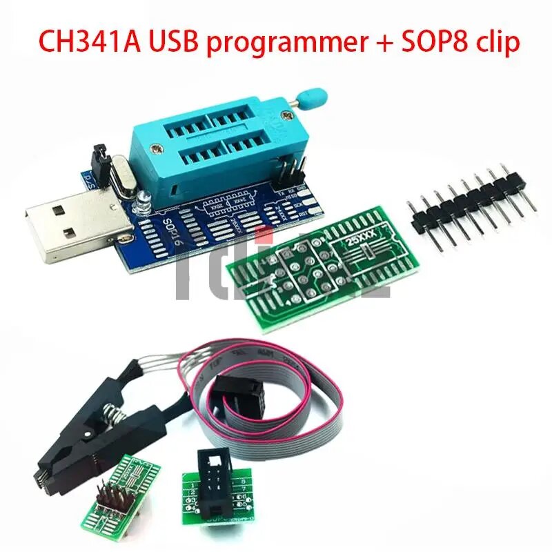 USB-программатор CH341A для микросхем SISJQRR USB SOP8 clip