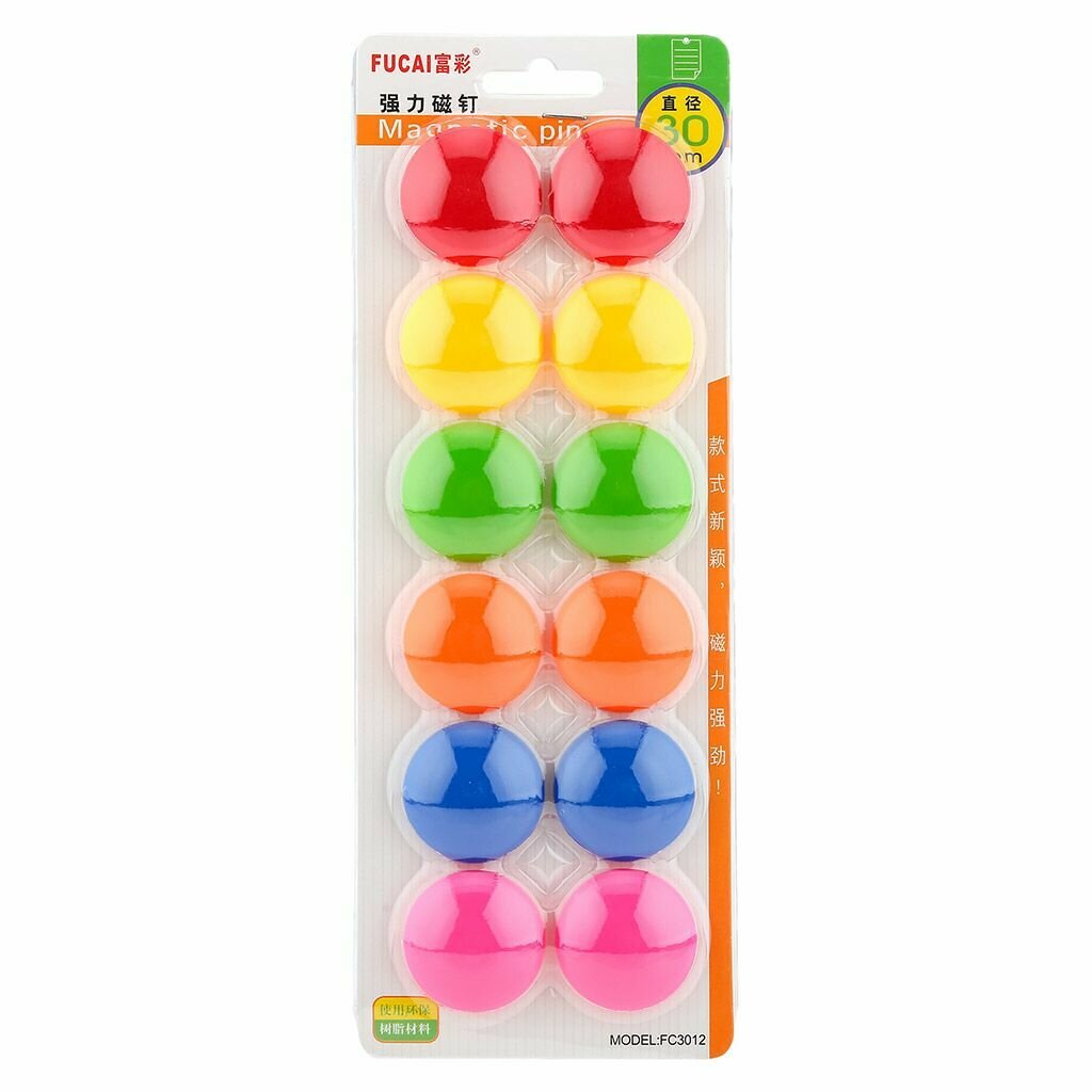 Магнитный держатель КНР для досок д 3 см, h 1 см, 12 шт, цветные (FC3012/a429)