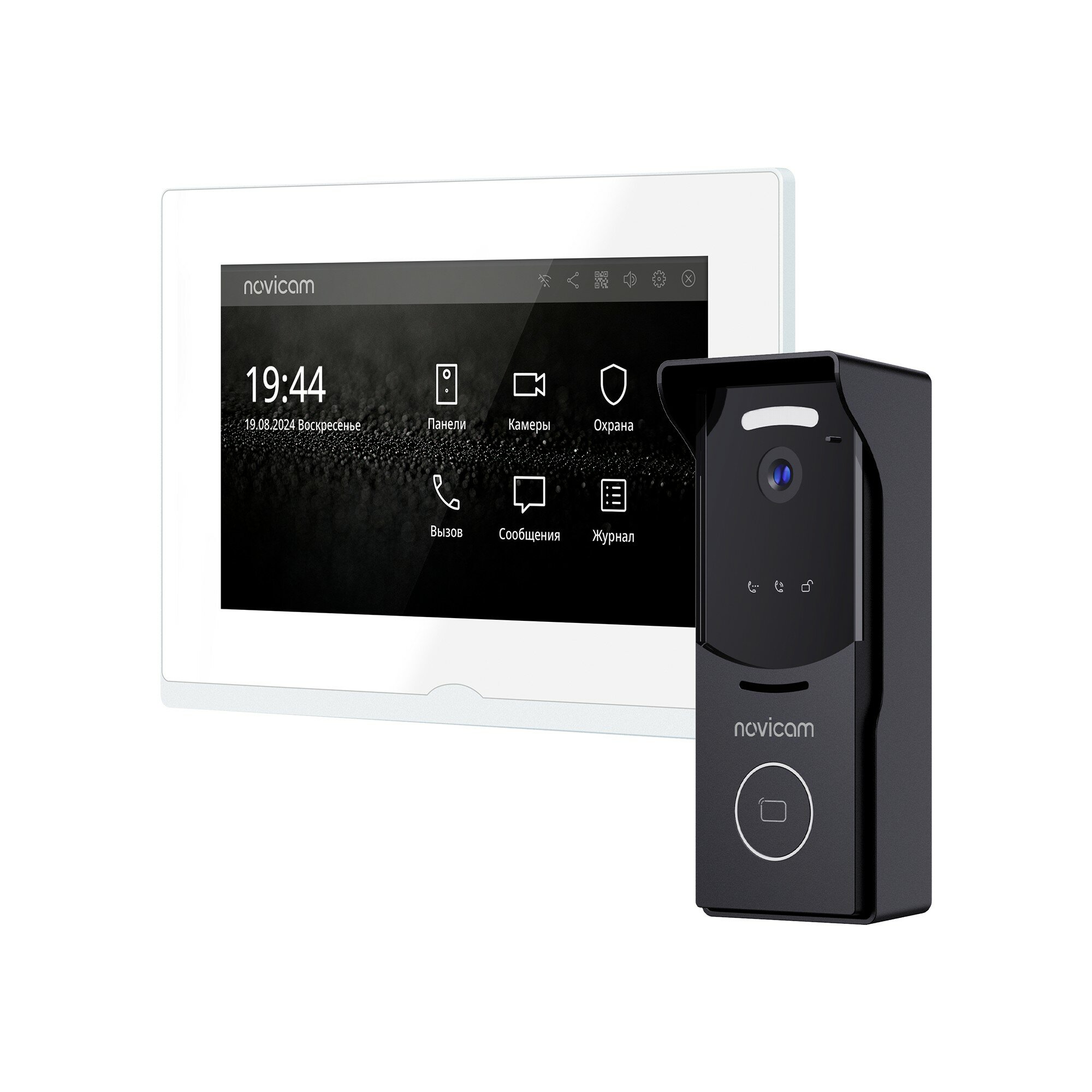 Комплект IP-видеодомофона Novicam IMPULSE 7 IP WIFI KIT WHITE. Видеодомофон и вызывная панель.