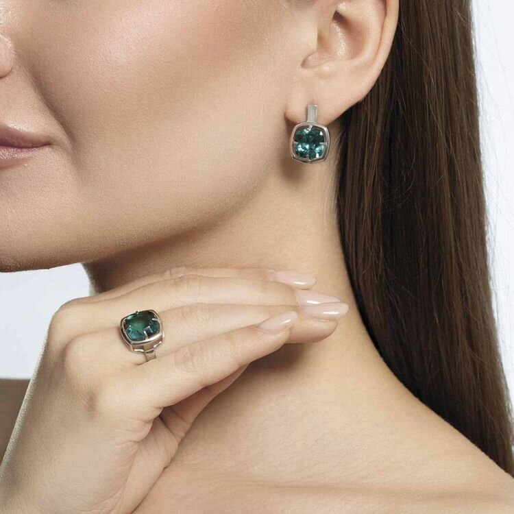 Кольцо, серебро, 925 проба, платинирование, ситалл