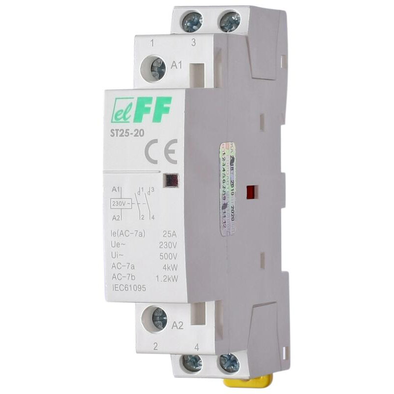 Контактор модульный ST-25-20 2НО 2.2Вт 1мод. монтаж на DIN-рейку F&F, евроавтоматика EA13.001.001 (1 шт.)