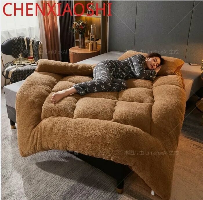 Утолщенный матрас из овечьего флиса для к