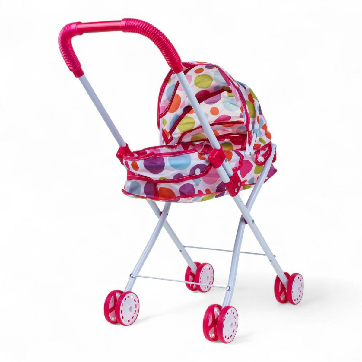 Коляска для кукол лежачая 35х62х67 см, розовая, с металлическим каркасом