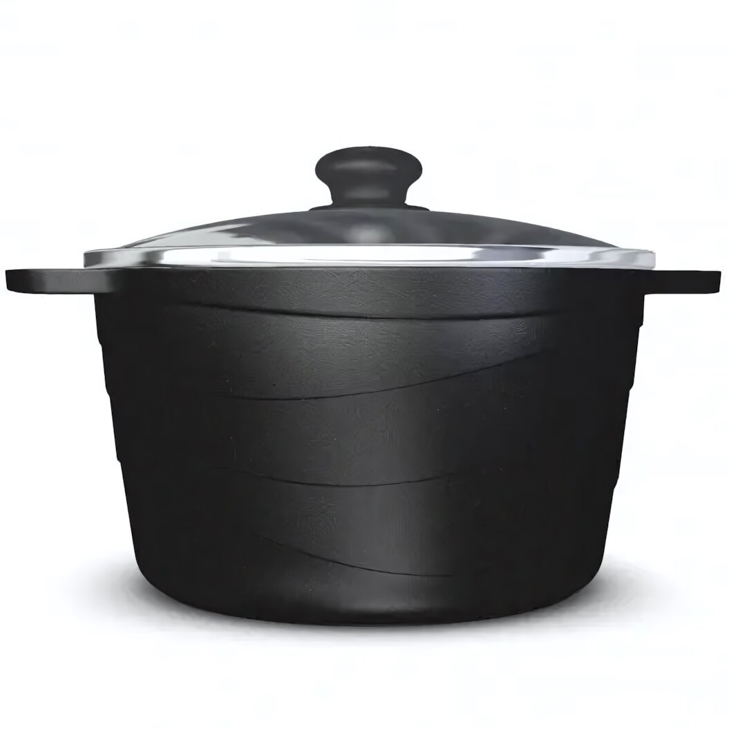 Кастрюля "neva granite" 5л, антипригарное покрытие, литой алюминий, стеклянная крышка, 19см