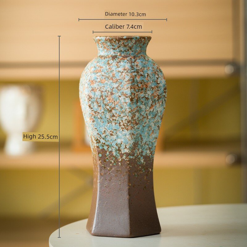 Простая керамическая ваза в стиле ретро для декора гостиной, для сухоцветов, настольное украшение, деревенская