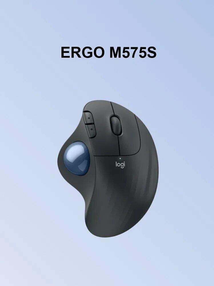 Logitech Мышь беспроводная ERGO M575 S, черный, голубой