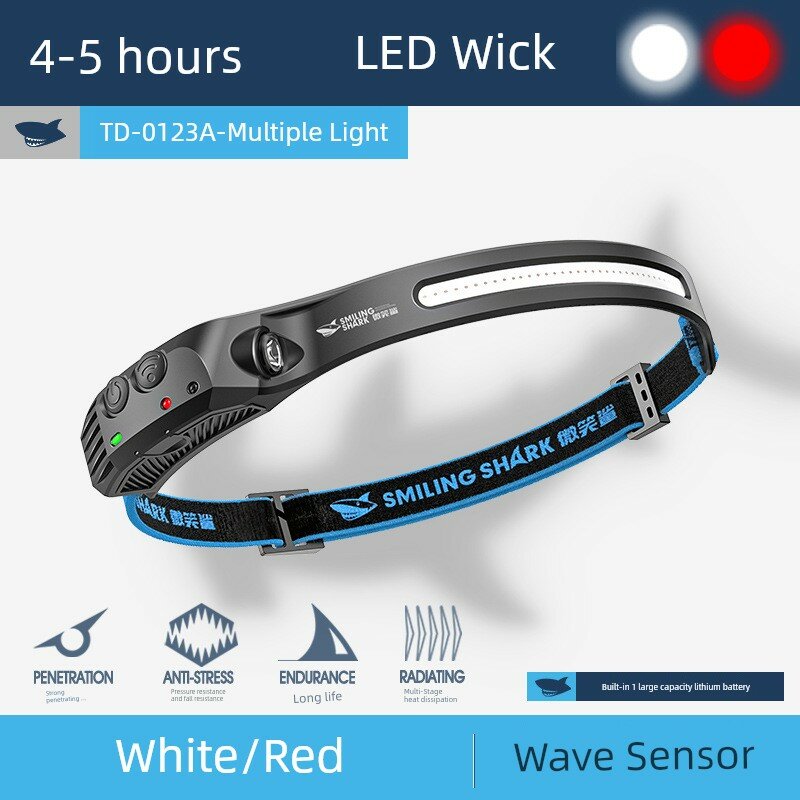 Налобный фонарь с высокой яркостью и сенсором освещенности, для ночной и дикой рыбалки, долговечный перезаряжаемый, с