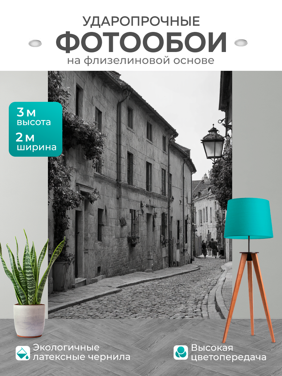 Фотообои моющиеся ударопрочные "Прованс, на которых изображены мядовые улочки, вымощенные булыжником, с великолепными домами xvii века." 200x300 см. флизелиновые на стену