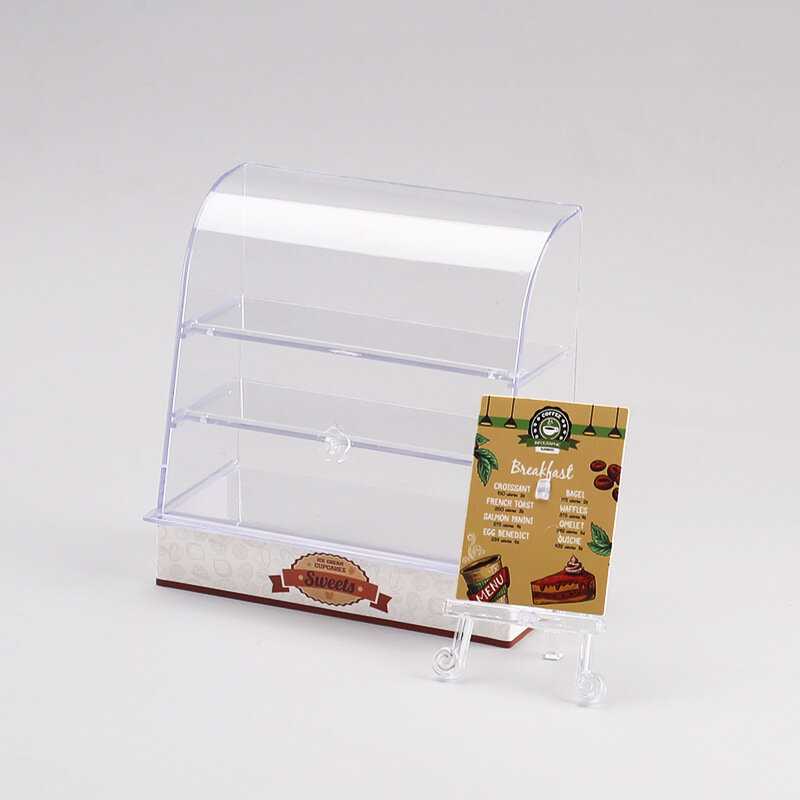 Игрушка Шкаф для тортов Дом для игры Детская стойка для десертов Микро еда Игра Микро модель Кукольный дом ДИЯ Маленькие украшения (Прозрачно-белый шкаф для тортов)